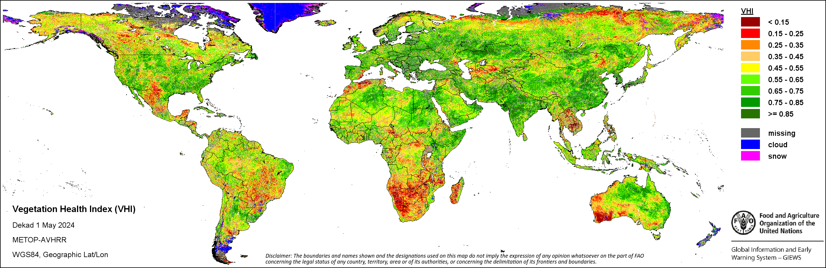 FAO, GIEWS, Earth Observation,METOP, NDVI, ASIS, VHI, VCI,ECWMF ...