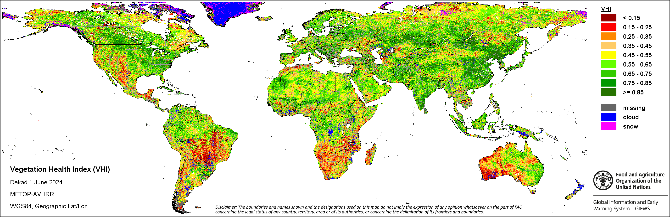 FAO, GIEWS, Earth Observation,METOP, NDVI, ASIS, VHI, VCI,ECWMF ...