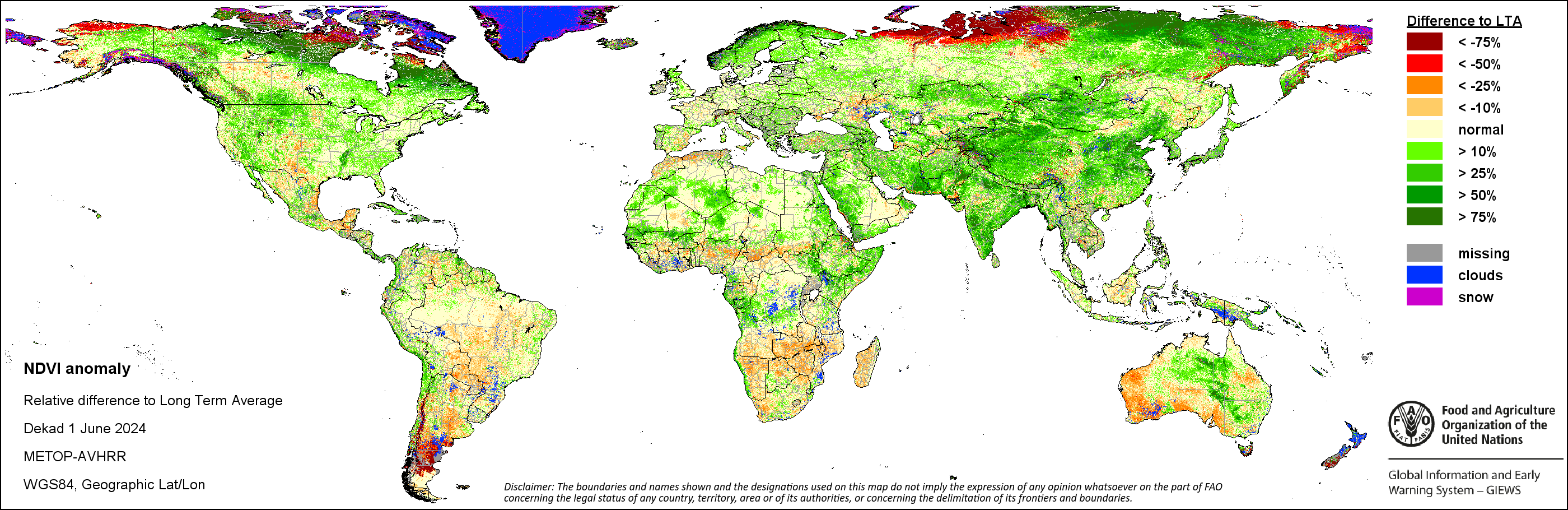 FAO, GIEWS, Earth Observation,METOP, NDVI, ASIS, VHI, VCI,ECWMF ...